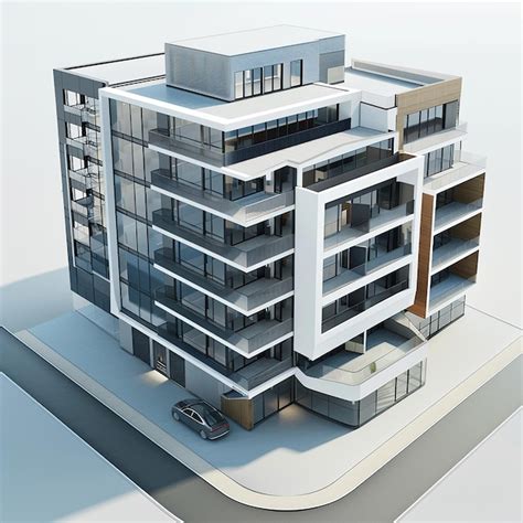 A Model Of A Building With A Car Parked In Front Of It Premium AI Generated Image