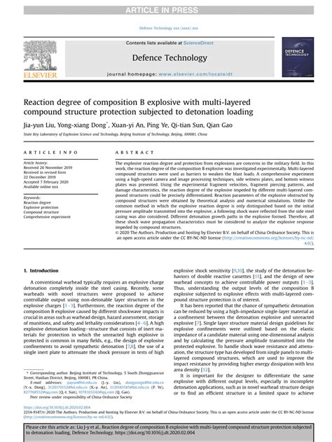 Pdf Reaction Degree Of Composition B Explosive With Multi Layered