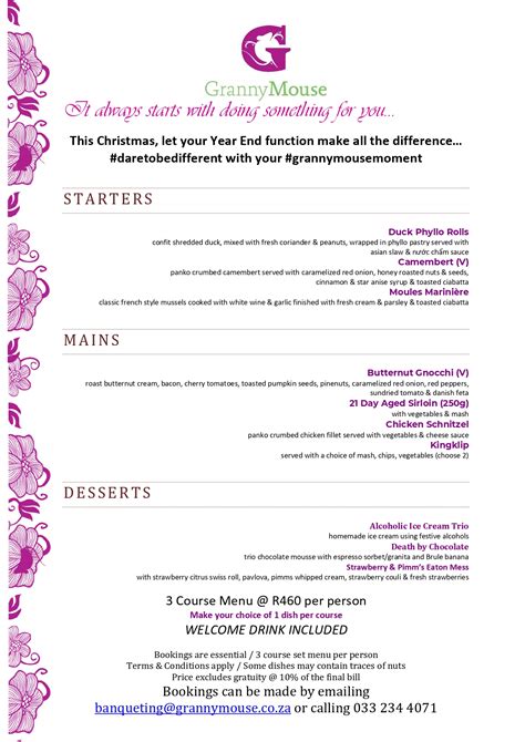Year End Function Menu 2023 Page 0001 Granny Mouse Country House