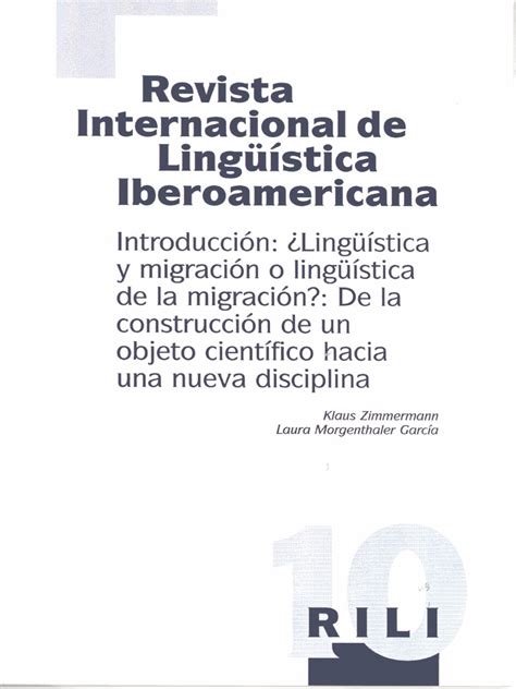 Introduccion Linguistica Y Migracion O L Pdf