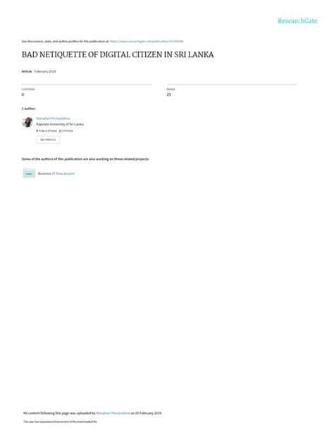 Bad Netiquette Of Digital Citizen In Sri Lanka Pdf