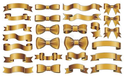 A Collection Of Golden Ribbons And Bows In Various Shapes And Sizes Generative Ai Stock
