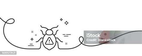 Software Bug Line Icon Cyber Attack Sign Continuous Line With Curl Vector Stock Illustration