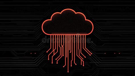 Glowing Cloud Computing Symbol With Circuit Board Pattern Technology And Data Storage Stock