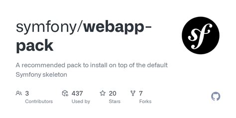 Github Symfonywebapp Pack A Recommended Pack To Install On Top Of