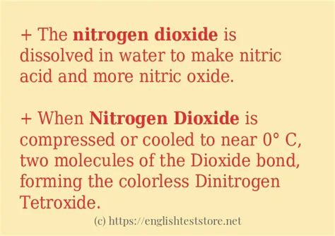 Some Example Sentences Of Nitrogen Dioxide Englishteststore Blog