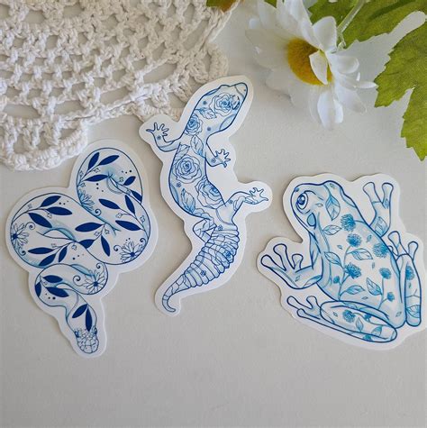 Blue And White Pottery Inspired Reptile Stickers Ball Python Leopard