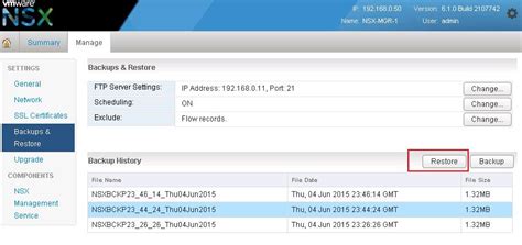 vmware nsx backup and restore vmware nsx manager data
