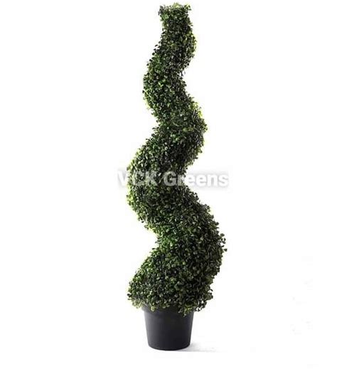 Plastic With Pot Artificial Boxwood Spiral Topiary Trees For Outdoor