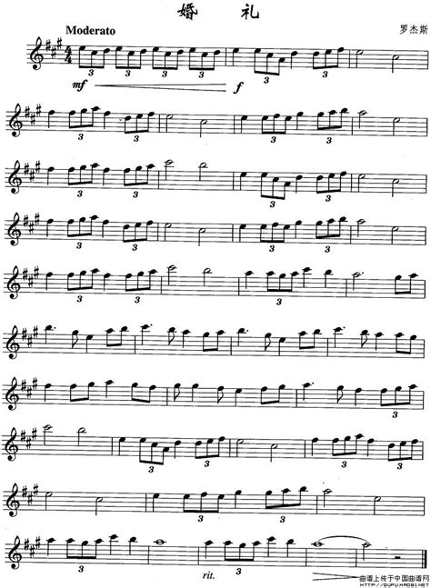 婚礼萨克斯谱器乐乐谱中国曲谱网