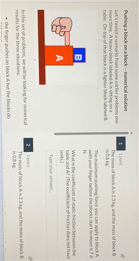 Solved Pushing A Block On A Block ﻿numerical