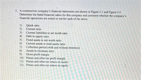 Solved A Construction Company S Financial Statements Are Chegg
