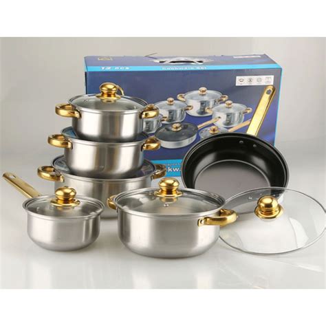 Комплект от 12 части за готвене от неръждаема стомана и незалепващо покритие ⭕️ ТОП Цена ️