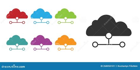 Black Network Cloud Connection Icon Isolated On White Background