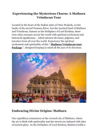 PPT Mathura Vrindavan Tour Package PowerPoint Presentation Free