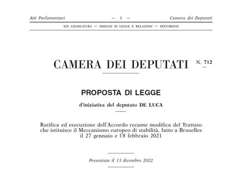 Ratifica Dellaccordo Recante Modifica Del Trattato Che Istituisce Il