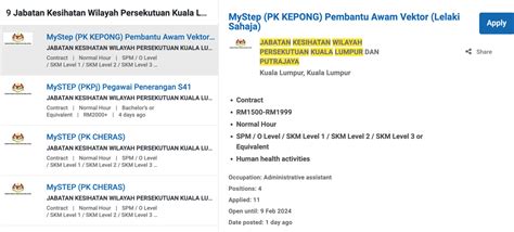 Iklan Jawatan Kosong Jabatan Kesihatan Wilayah Persekutuan Kuala Lumpur