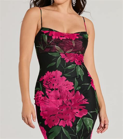 Savannah Cowl Neck Mermaid Floral Formal Dress And Windsor