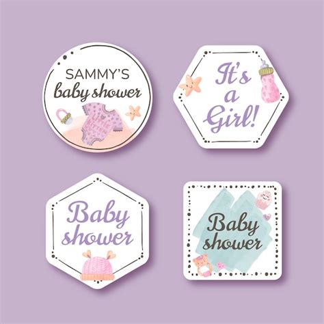 Plantilla De Etiquetas De Baby Shower Dibujadas A Mano Vector Gratis