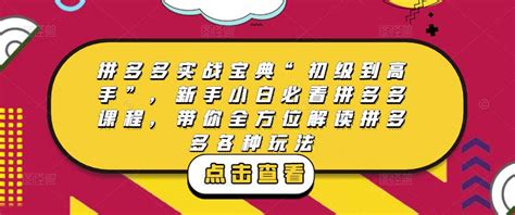 拼多多实战宝典初级到高手新手小白必看拼多多课程带你全方位解读拼多多各种玩法 比钱轻创