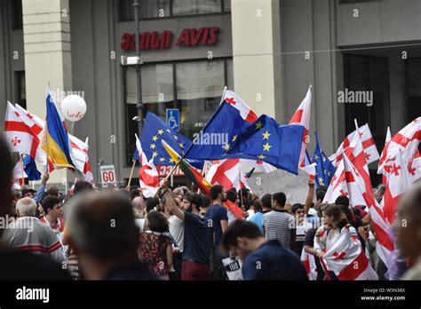 Anti Russian Demonstrations In Tbilisi Georgia Stock Photo Alamy