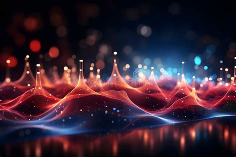 Abstract Neon Glowing Wave With Glowing Particle Long Exposure Light Effects Generative Ai