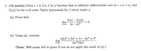 Solved 5 10 Marks Given ϵ0 Let F Be A Function That Is