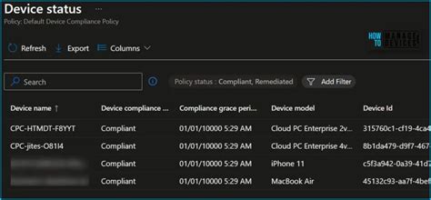 Check New Intune Device Compliance Policy Report HTMD Blog