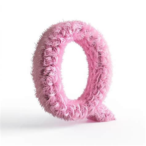 Pink Fluffy Letter Q Isolated On White Background 3d Render Premium