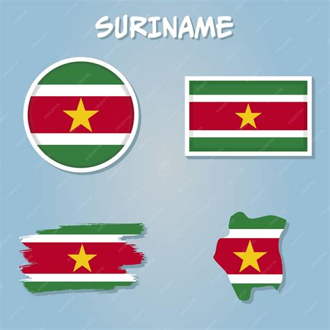 スリナム国旗地図 スリナム共和国のスリナム国の旗の地図 プレミアムベクター