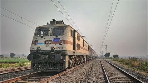 Hog Fitted Wap7 Hauling Lhb Trains Aggressive Acceleration And Honking