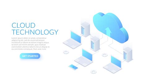 데이터 센터 및 랩톱을 갖춘 아이소메트릭 클라우드 기술 웹 호스팅 개념입니다 방문 페이지 템플릿입니다 등측투영법에 대한 스톡 벡터 아트 및 기타 이미지 Istock