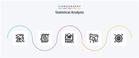 Statistical Analysis Line 5 Icon Pack Including Document Analysis