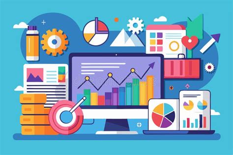 colorful graphics illustrate customizable data trends with charts