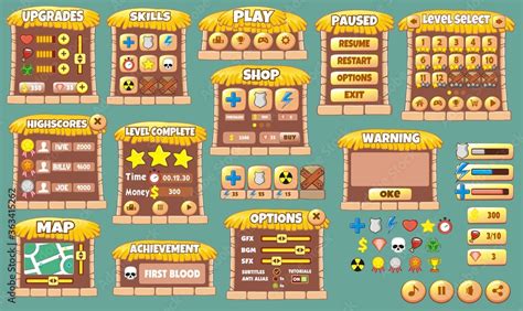 Game User Interface Design Illustration Of A Funny Graphic Gui