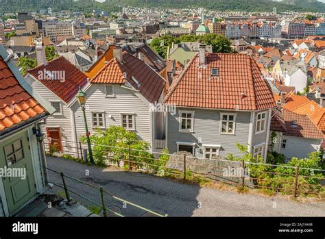 Historic Weatherboard Houses At The Historic Nordnes Quarter Of Bergen