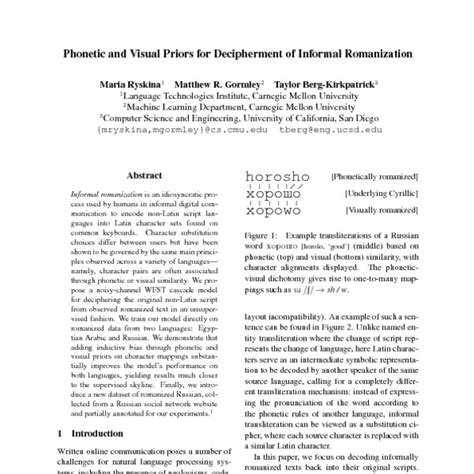 Phonetic And Visual Priors For Decipherment Of Informal Romanization