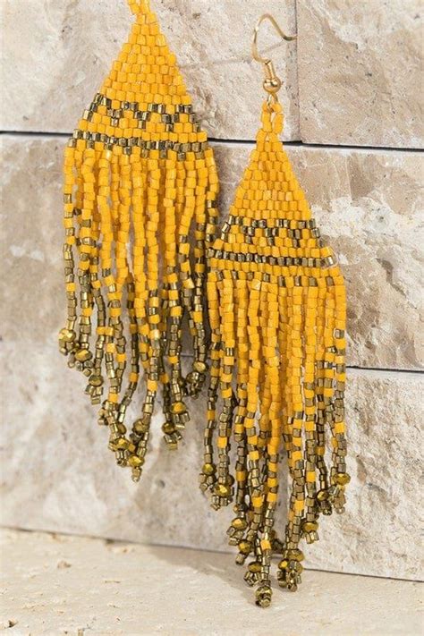 Seed Bead Tassel Earringswhite Beaded Tassels Beaded Earrings