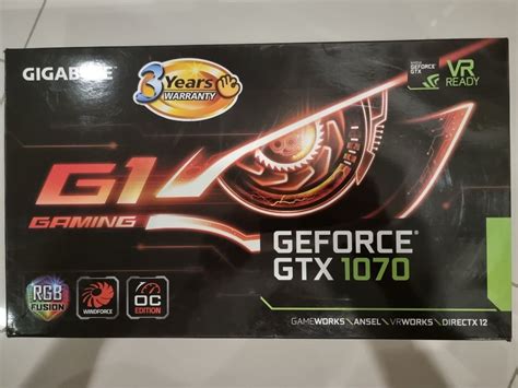 GIGABYTE GTX 1070 G1 GAMING RGB 8GB 3 FANS, Computers & Tech, Parts ...
