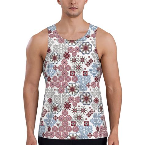 Kll Abstract Floral Print Mens Muscle Gym Workout Stringer Tank Tops