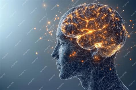 Profile Of A Man With A Glowing Brain Representing Cognitive Power Neural Activity And The