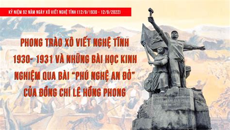 Phong Trào Xô Viết Nghệ Tĩnh 1930 1931 Và Những Bài Học Kinh Nghiệm Qua Bài Phú Nghệ An đỏ