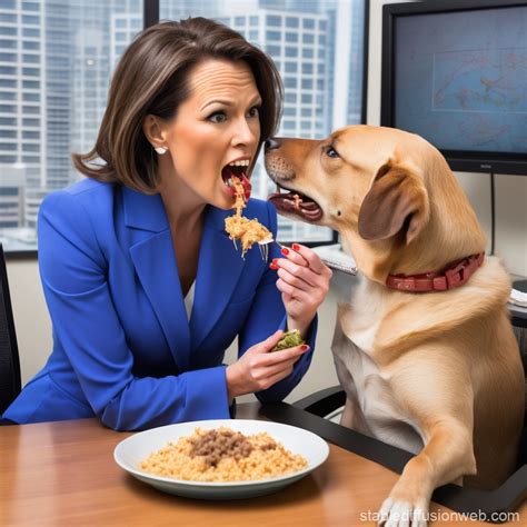 Dog Eating Female Meteorologist Stable Diffusion Online