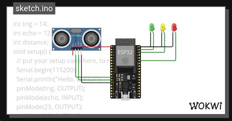 Ultra Sonic Sensor With Range Wokwi ESP32 STM32 Arduino Simulator