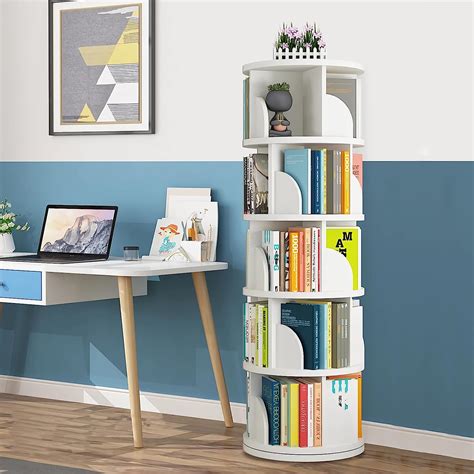 Nisorpa 5 Tier Rotating Bookshelf 360° Revolving Bookcase Rotating