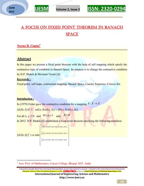 A Focus On Fixed Point Theorem In Banach Space Pdf
