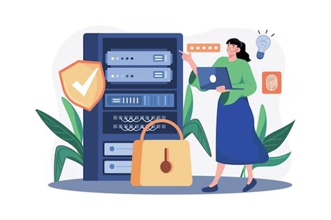 흰색 배경에 서버 유지 관리 그림 개념 프리미엄 벡터