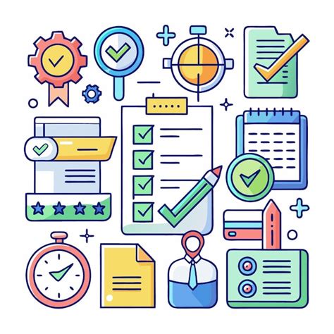 Colorful Checklist Icons With Checkmarks Stars And Pencil Premium Ai Generated Vector