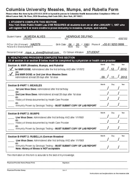 Health Immunization Mmr Form Pdf Vaccines Virology