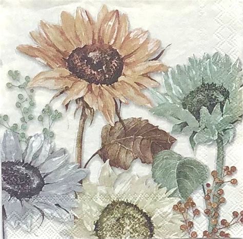 Napkin For Decoupage Sunflower Paper Napkin Scrapbook Paper Decoupage